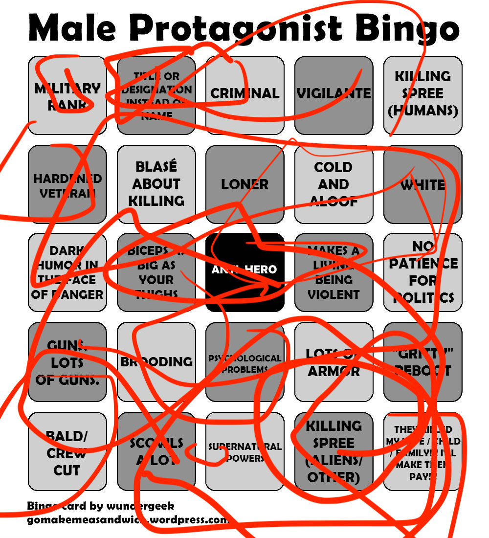 Let’s play Male Protagonist Bingo