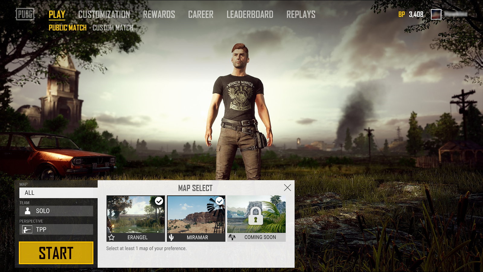 Playerunknown's Battlegrounds map select option "almost complete ...